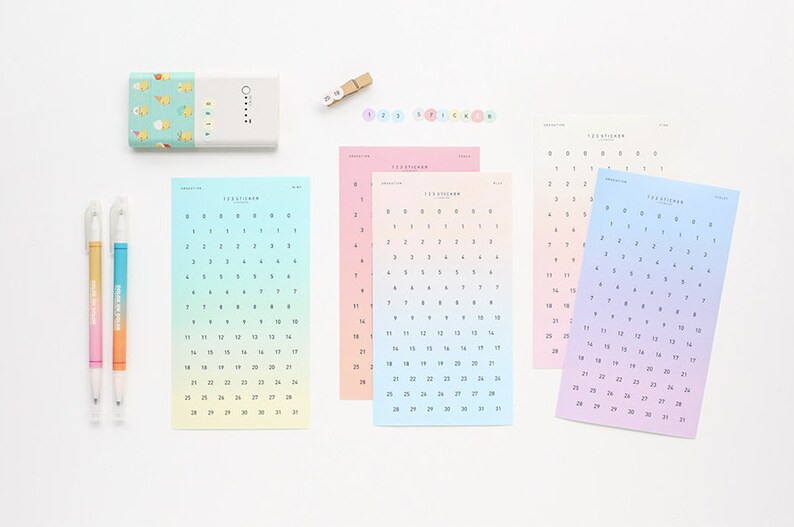 Pastel Number Stickers / Number Sticker / Letters Stickers / | Etsy