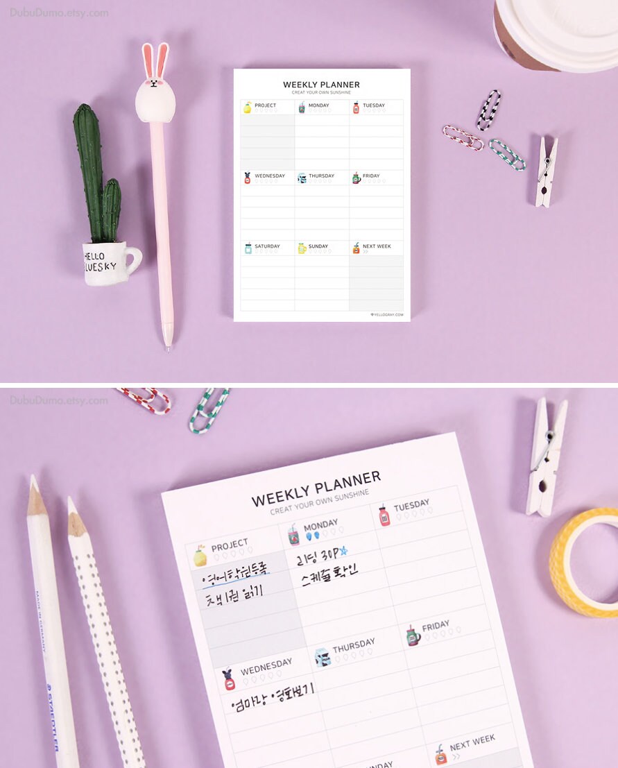 Weekly Planner Notepad / Weekly Plan Memo Pad / Notepads / | Etsy