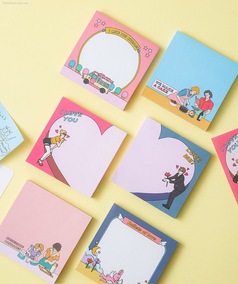 Sweet&love Notepad 6types / Heart Notepads / Colorful Memo - Etsy