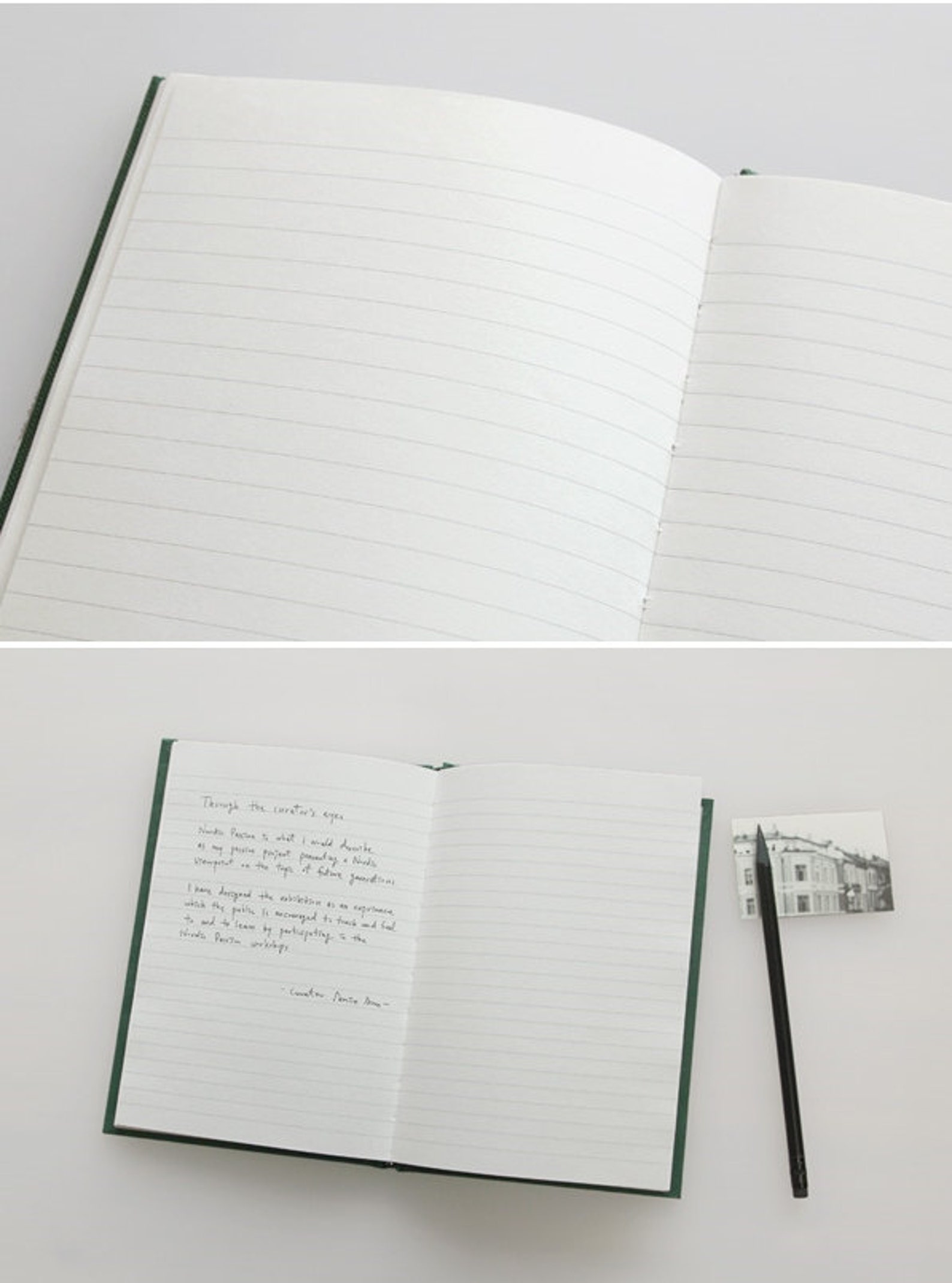 Blank&lined Notebook gray/green / Lined Journal Notebook / - Etsy