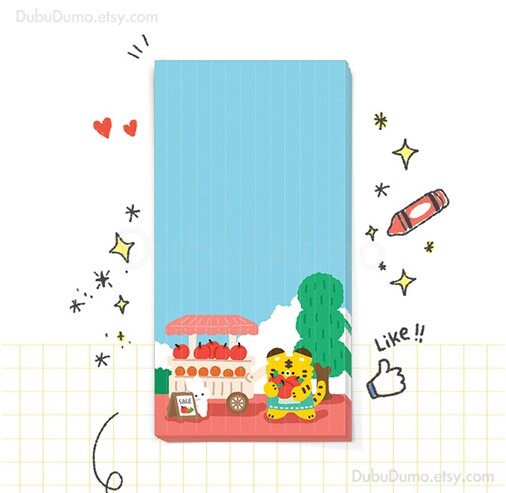 Tiger Notepads Apple Cart / Writing Paper Memo Pad Blue / | Etsy