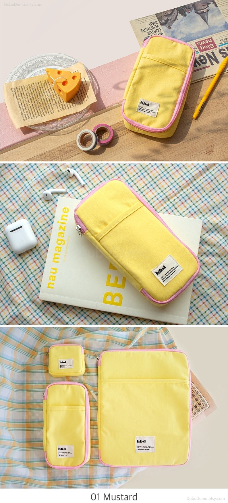 Cotton Pencil Case 4colors/ Pen Case / Pencil Pouch / Pen - Etsy