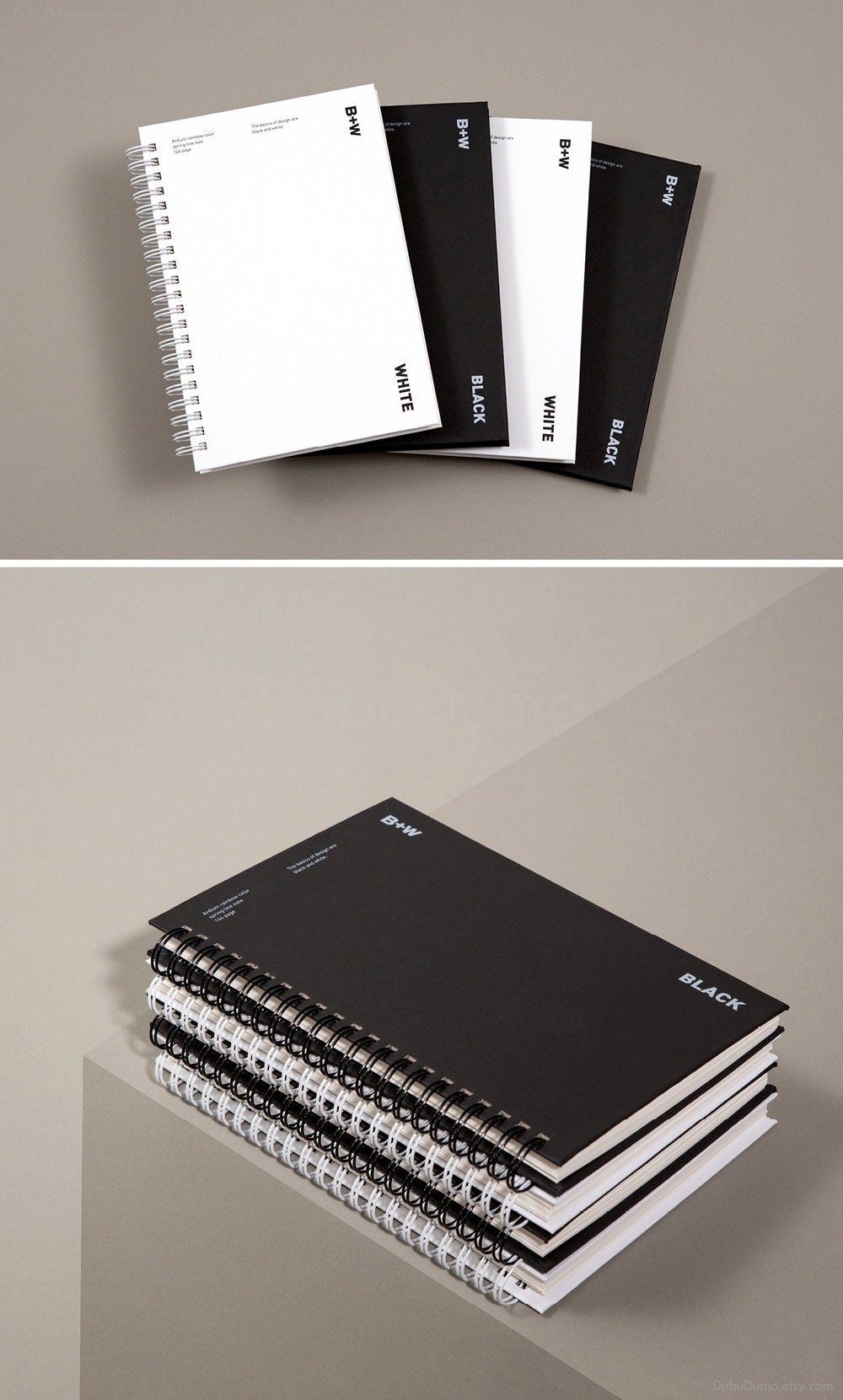 Lined Notebook M Black White / Line Journal Notebook / | Etsy