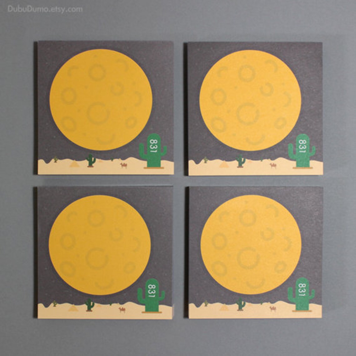 Night Desert Moon Notepads / Cactus Notepad / Writing Paper | Etsy