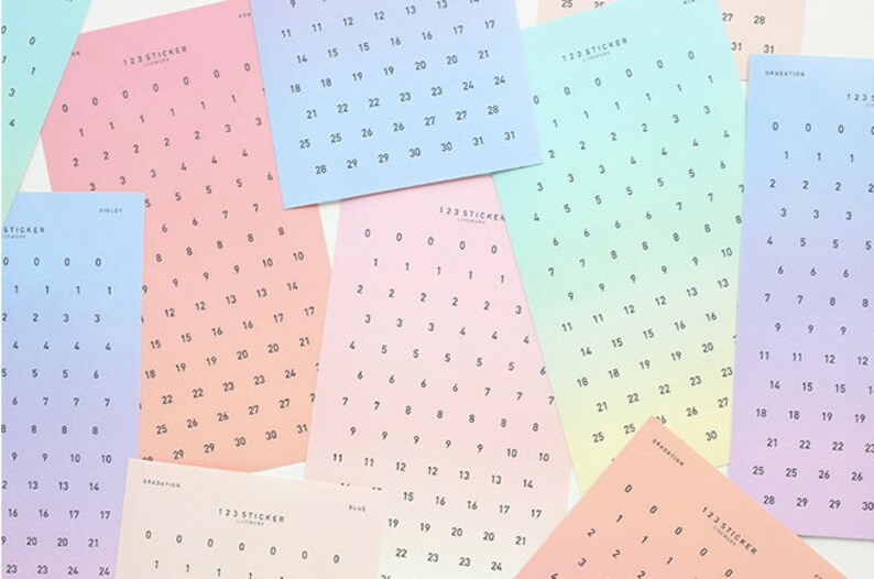 Pastel Number Stickers / Number Sticker / Letters Stickers / - Etsy