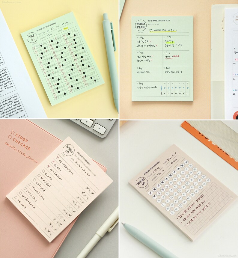 STUDY Sticky Notes 8types / Daily Checklist / Colorful - Etsy
