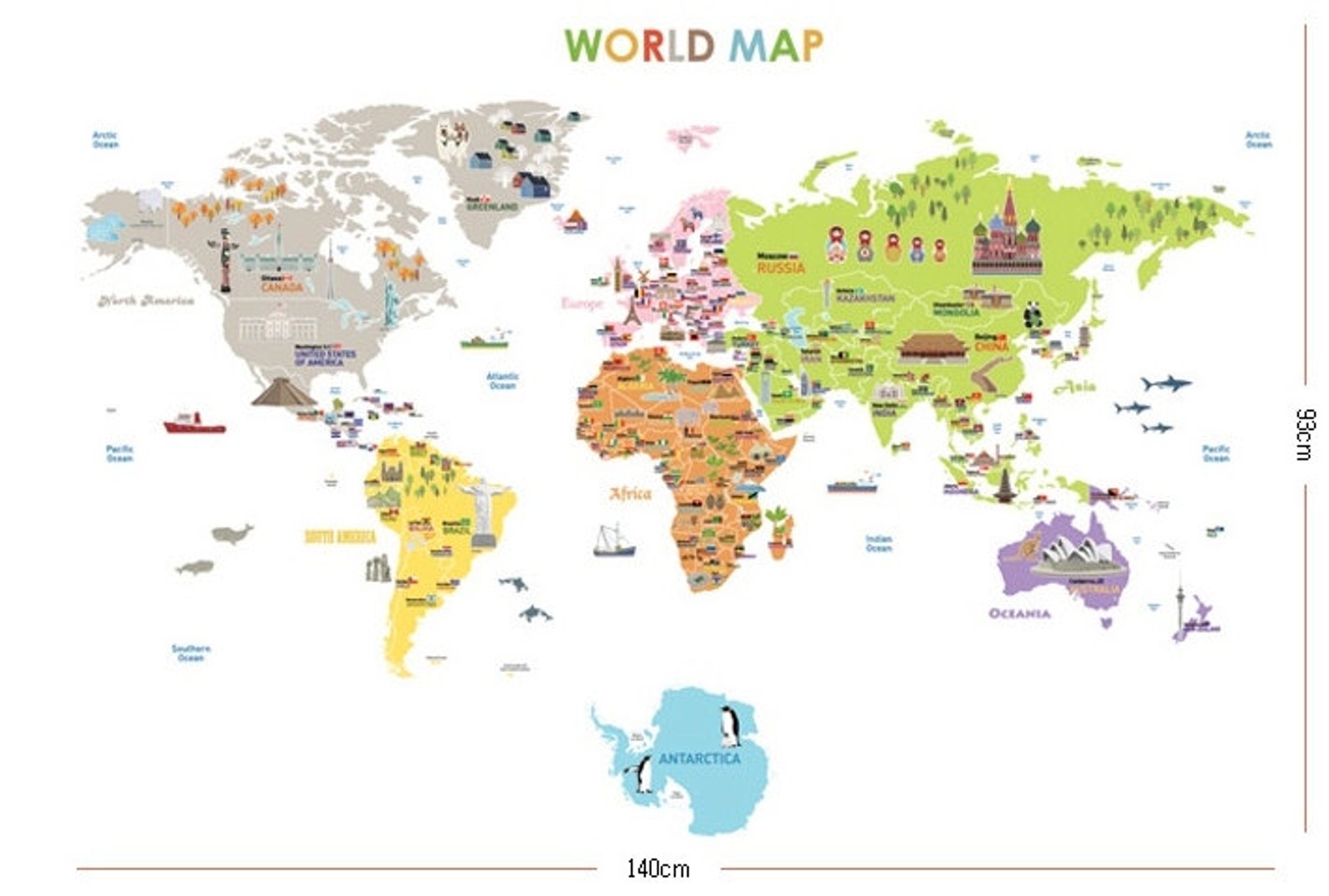 World Map Wall Decal Sticker / World Map Sticker - Etsy