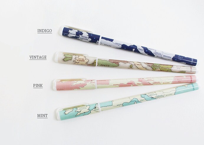0.5mm Black Ink Pen Ver.world Map / Stationery / Writing Tools - Etsy
