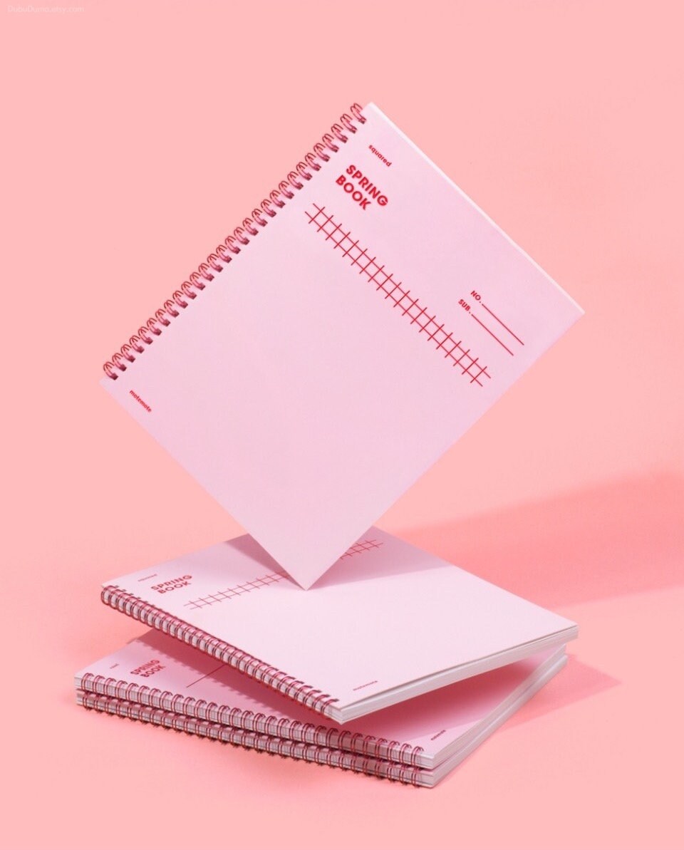 Spring Notebook L Rose Quartz / Lined Notebook Grid | Etsy