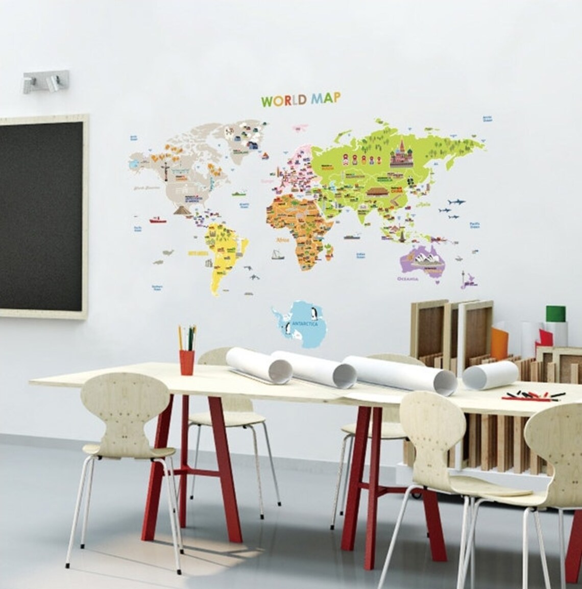 World Map Wall Decal Sticker / World Map Sticker - Etsy