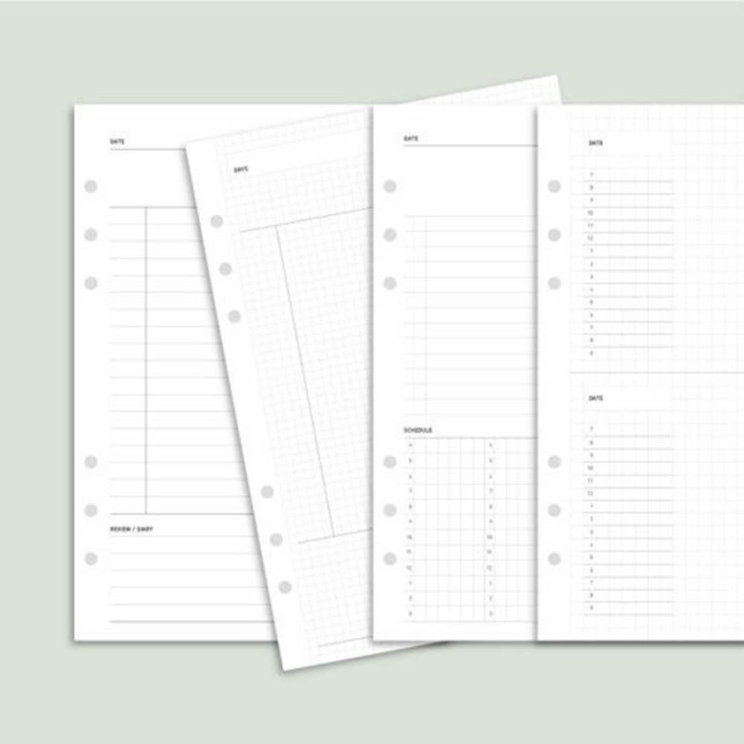 A5 Planner Inserts 4types / Study Planner / 6 Ring Refill Paper / Diary ...