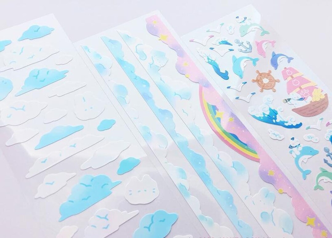 Twinkle Deco Sticker sky Line / Cloud Hologram Planner Stickers ...