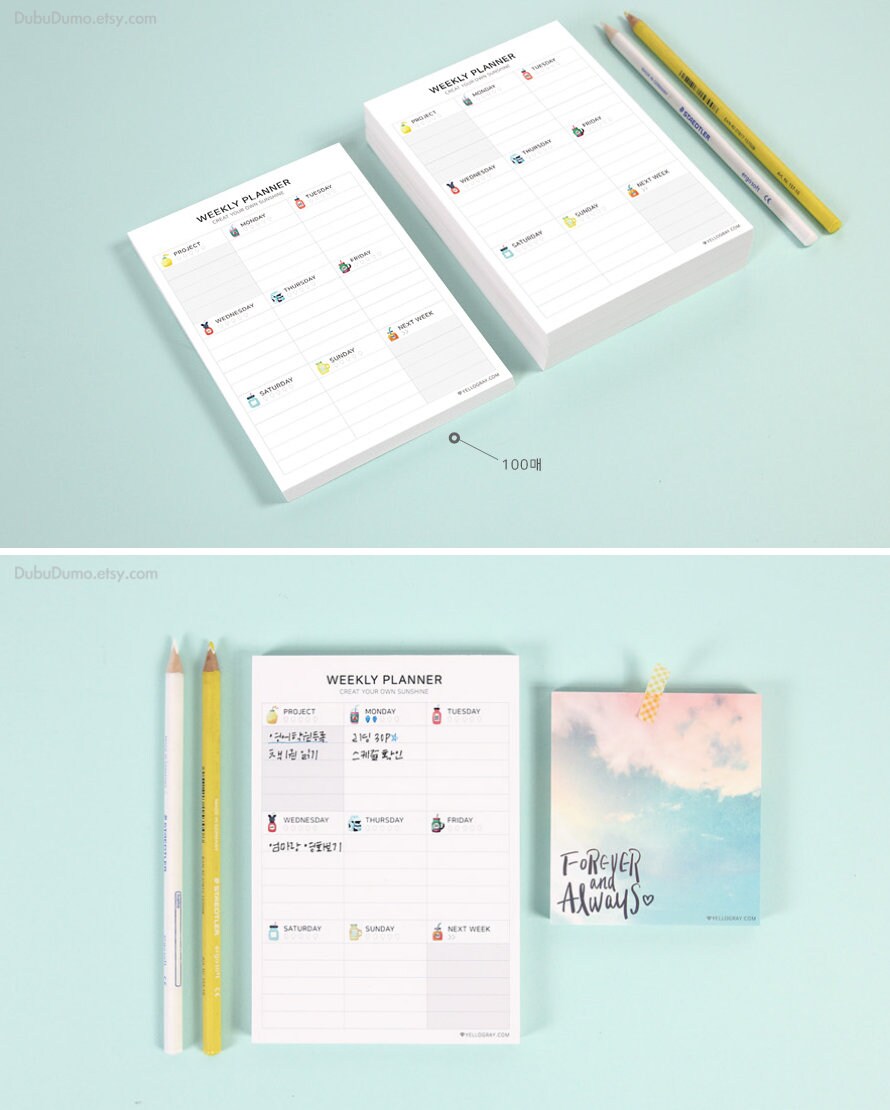 Weekly Planner Notepad / Weekly Plan Memo Pad / Notepads / | Etsy