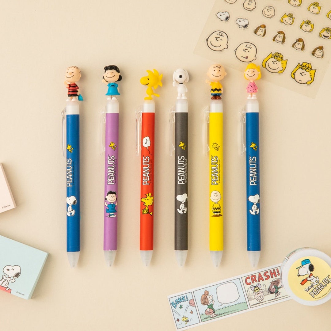 PEANUTS 0.5mm Pen / Black Ink Pen / Woodstock, Snoopy, Charlie, Linus ...