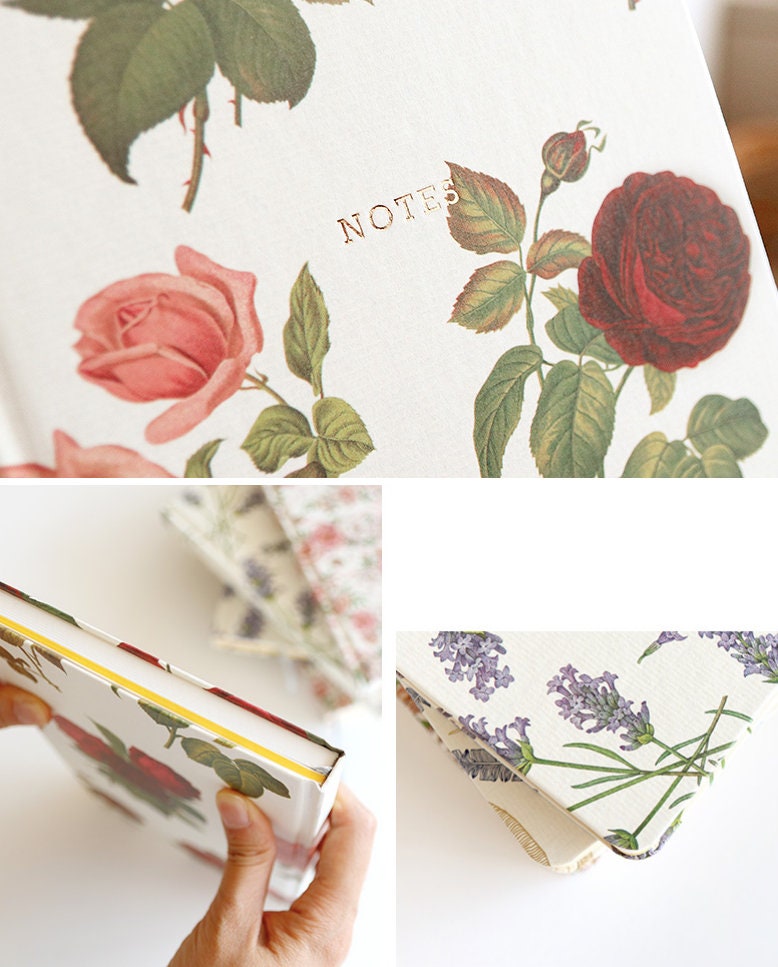 Hardcover Flower Lined Notebook / Flowery Notebook / Floral | Etsy