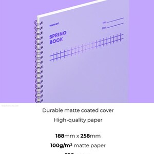 Spring Notebook L violet / Lined Notebook Grid Notebook - Etsy