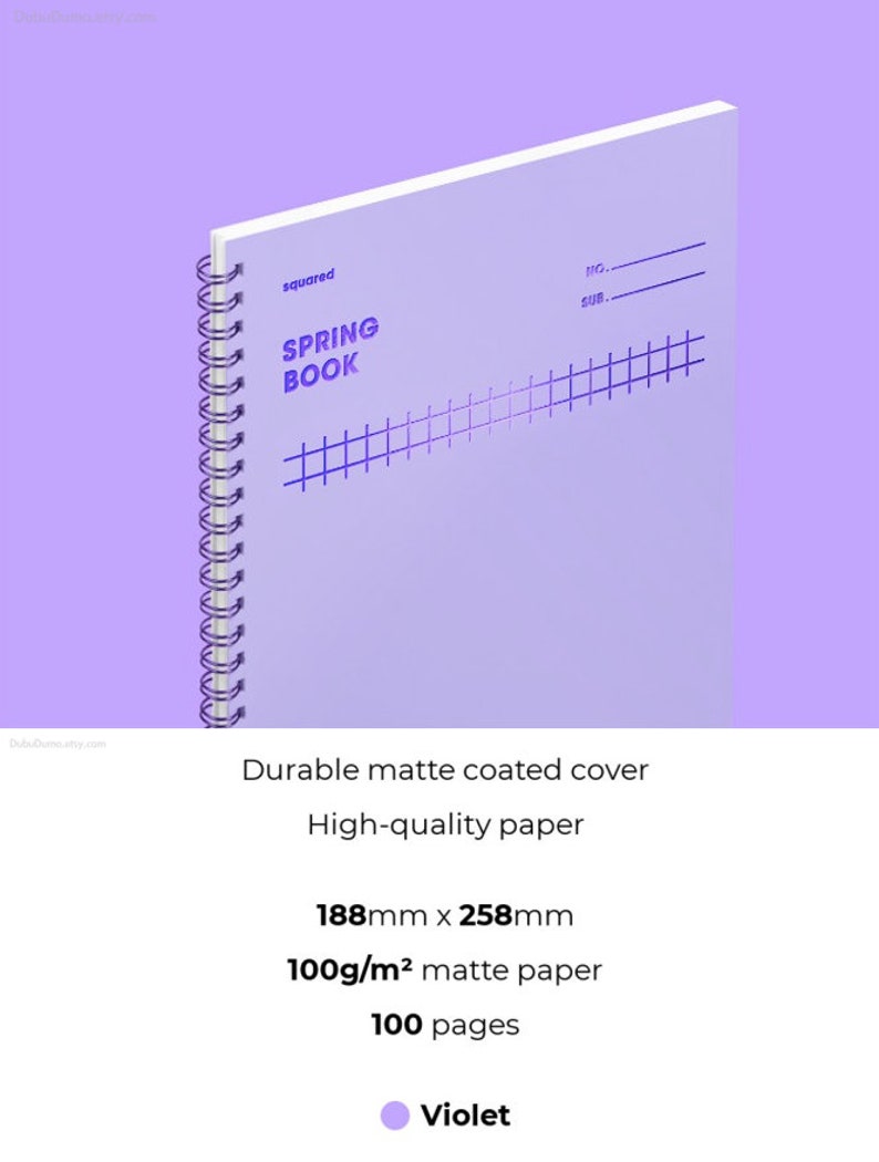Spring Notebook L Violet / Lined Notebook Grid Notebook | Etsy