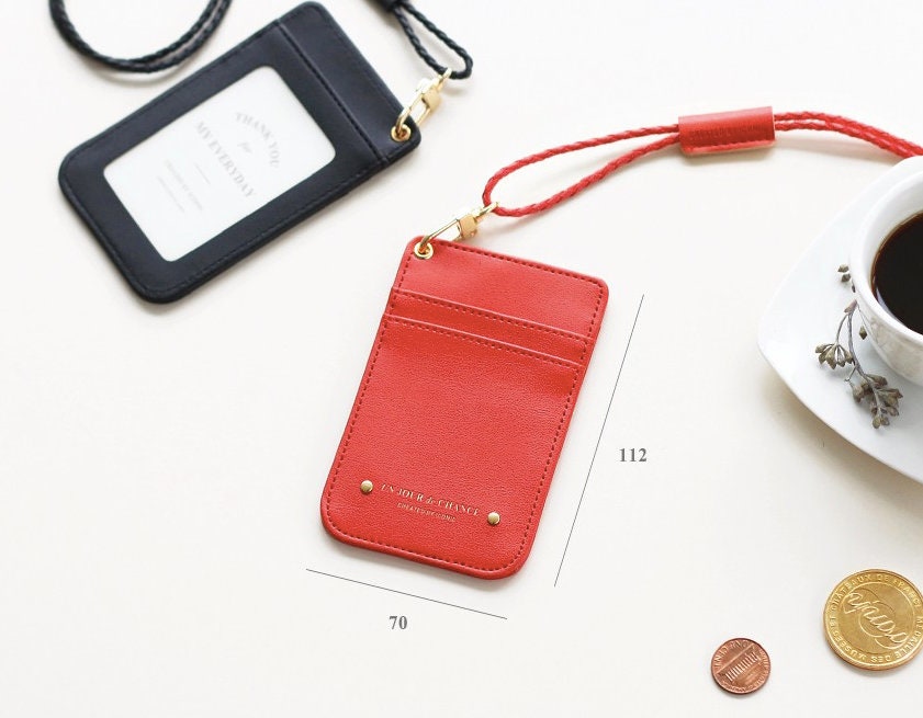 ID Badge Holder Vermilion / Red Transportation Card / | Etsy