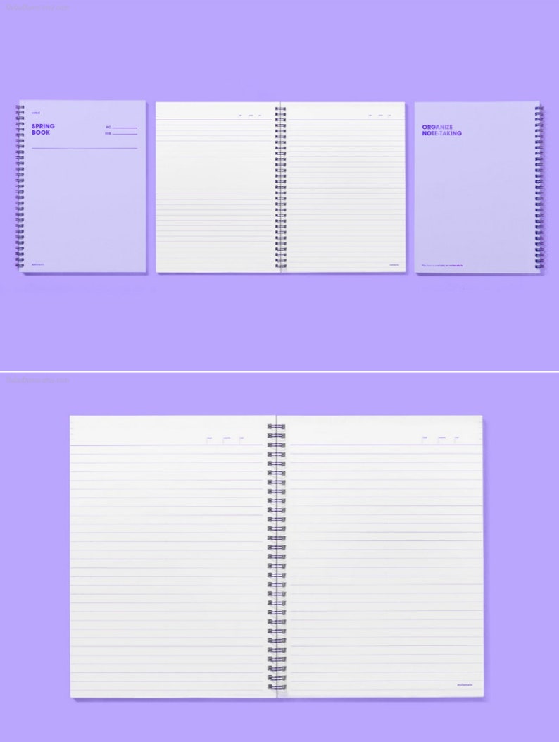 Spring Notebook L violet / Lined Notebook Grid Notebook - Etsy