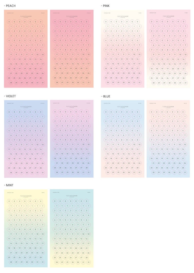 Pastel Number Stickers / Number Sticker / Letters Stickers / | Etsy