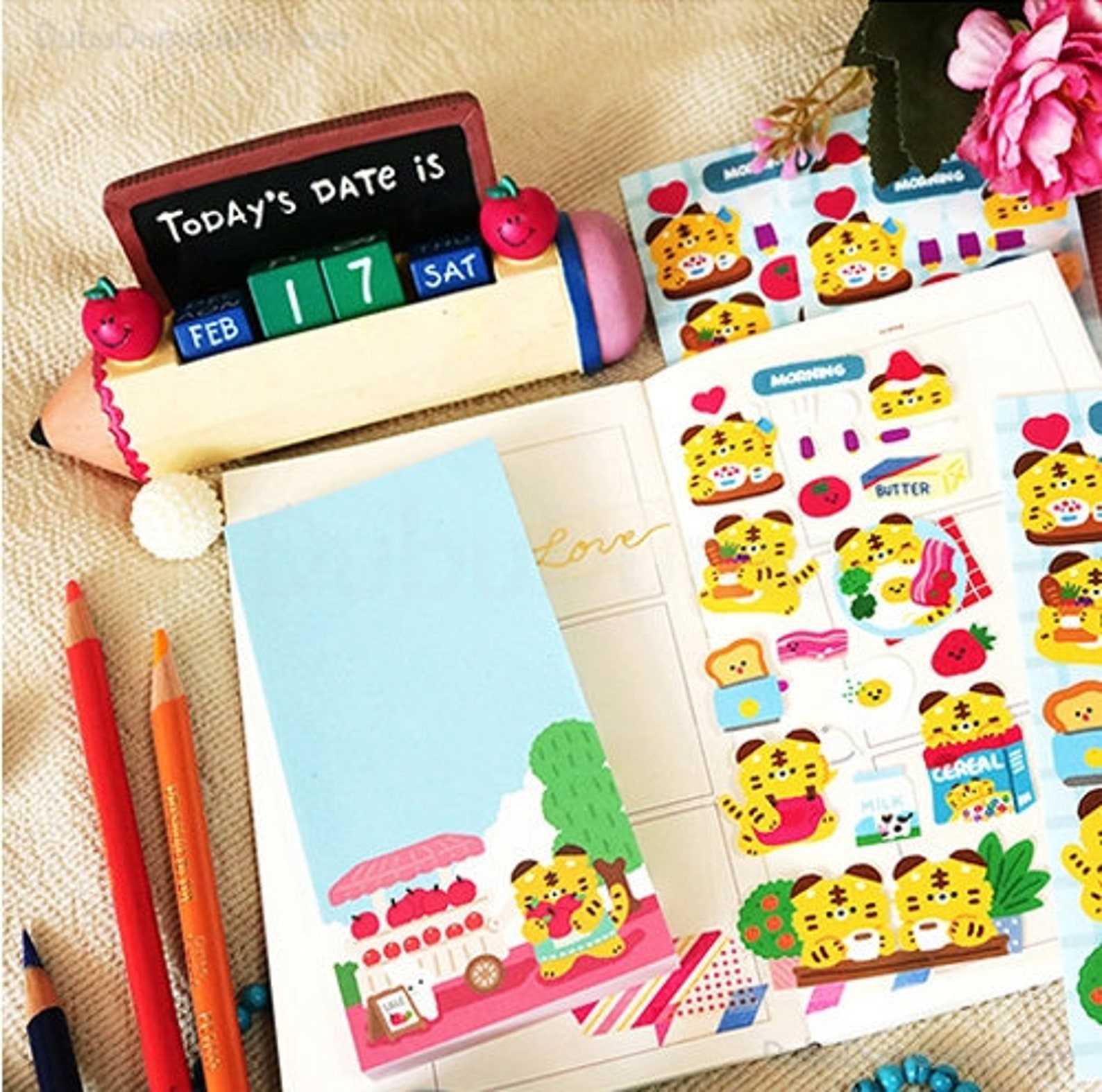 Tiger Notepads apple Cart / Writing Paper Memo Pad Blue / - Etsy