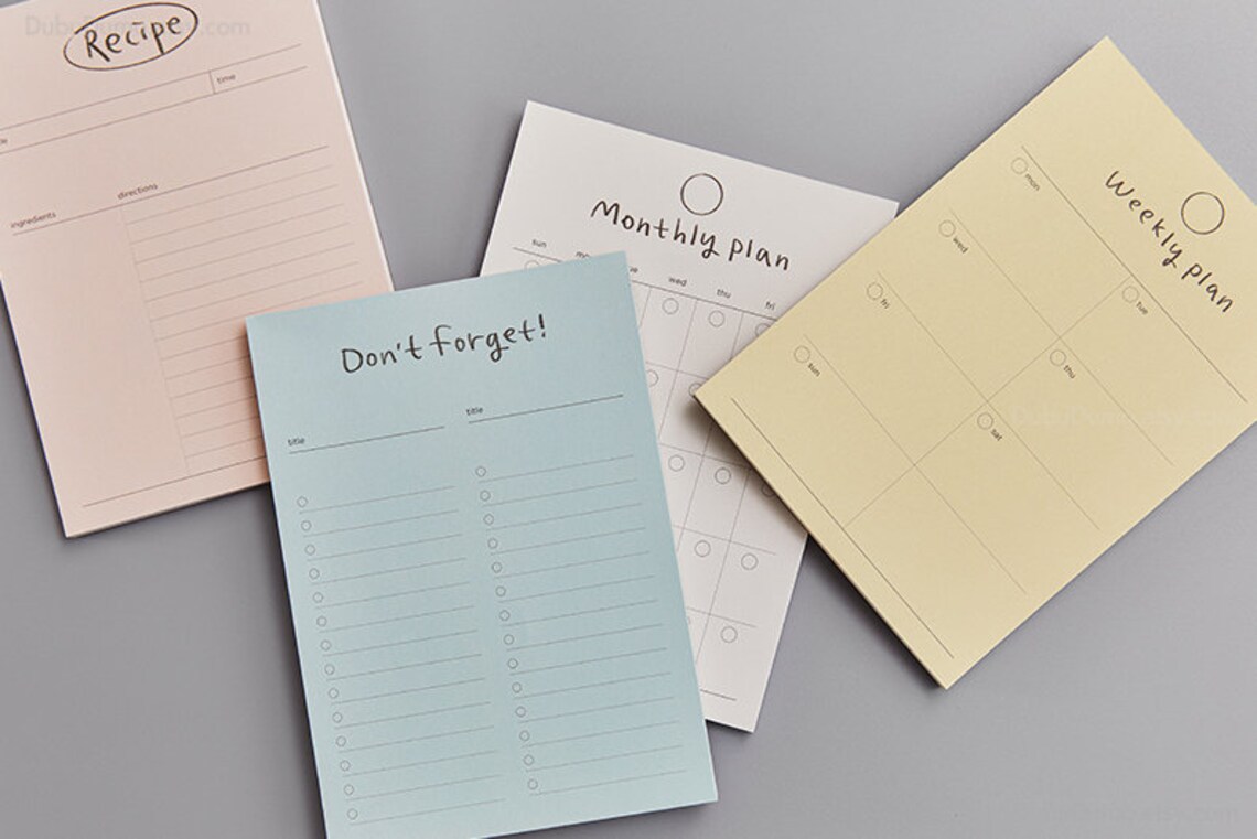 B6 Memo Pad 4types / Monthly Plan Weekly Plan Checklist - Etsy