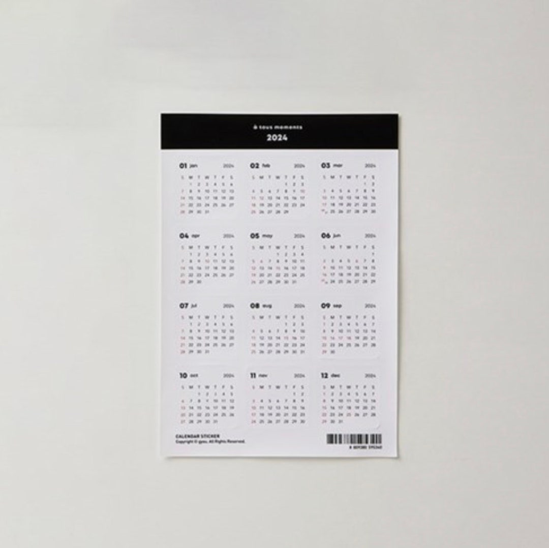 2024 Calendar Sticker / 2024 Calendar Sticker / Index Stickers ...