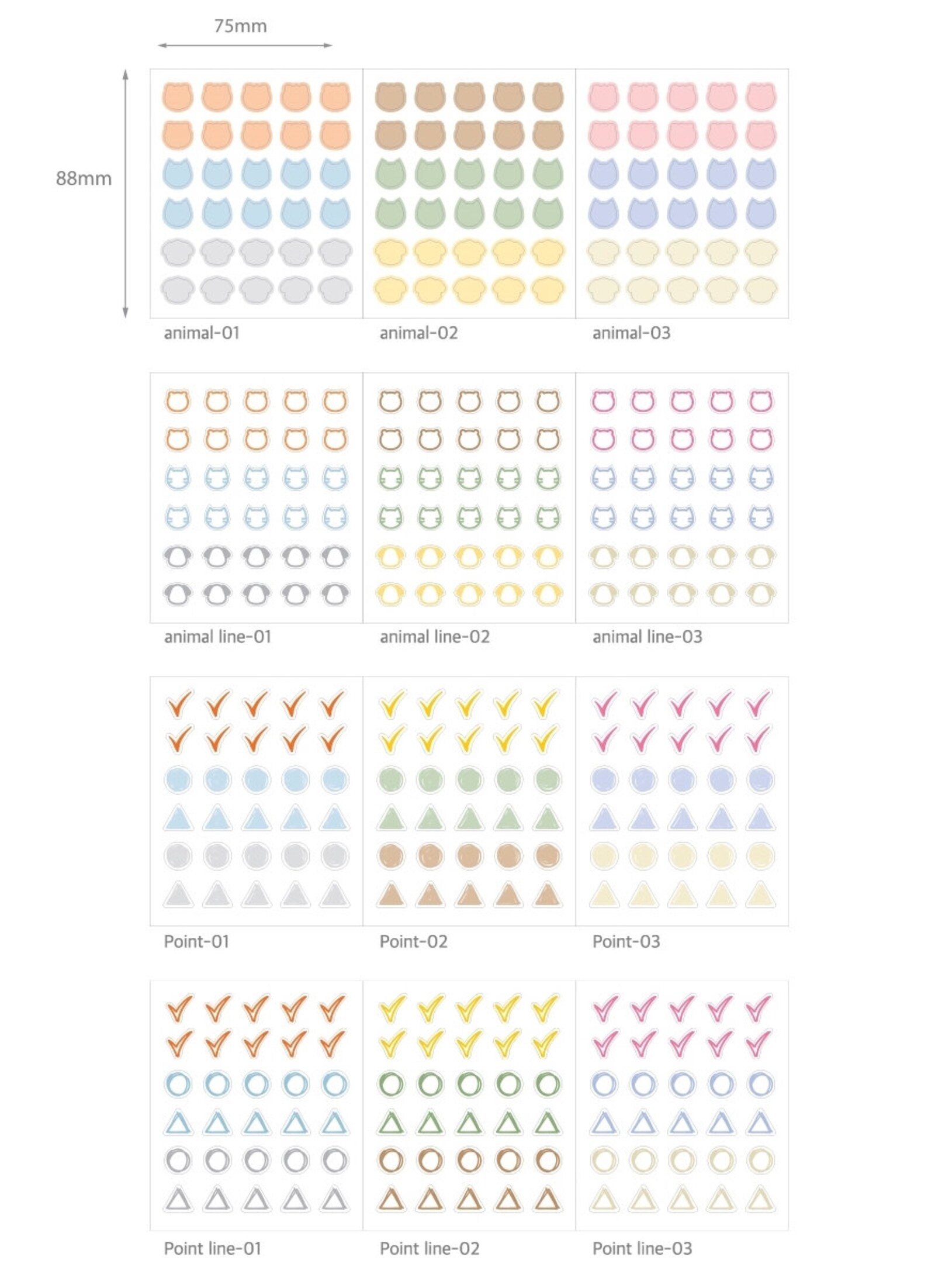 Transparent Planner Stickers Ver.4 12 Types / Stationery / - Etsy