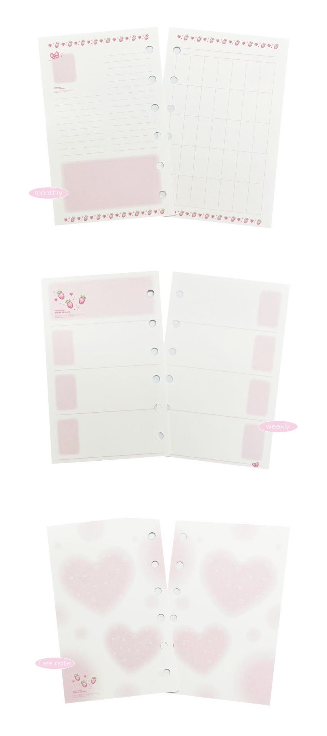 A7 Planner Inserts strawberry Pixel /diary Inserts / Diary Organizer ...