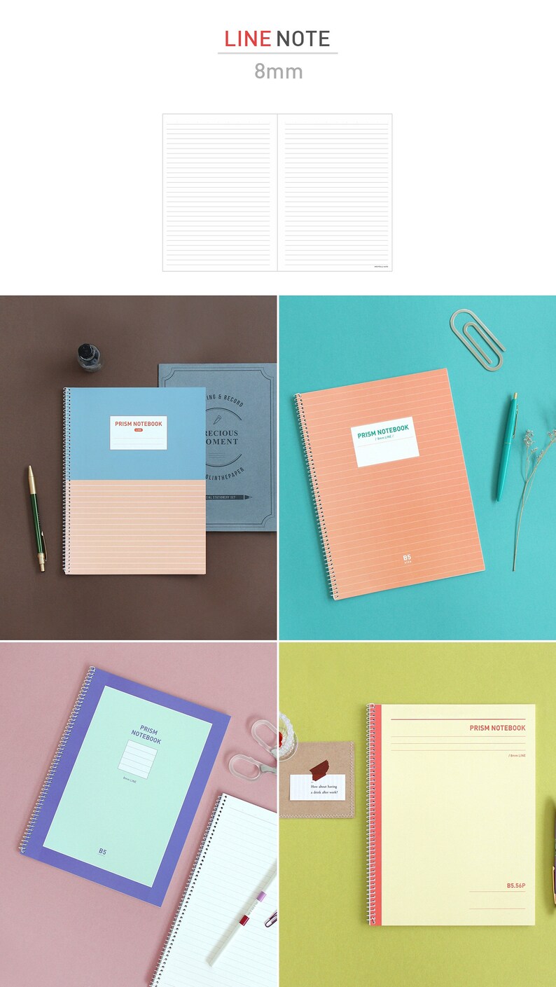 B5 Notebook 8types / Lined Notebook Grid Notebook Cornell - Etsy