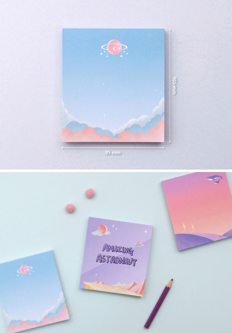 Moonlight Notepad V.1 / Pink Notepads / Writing Paper Memo Pad | Etsy