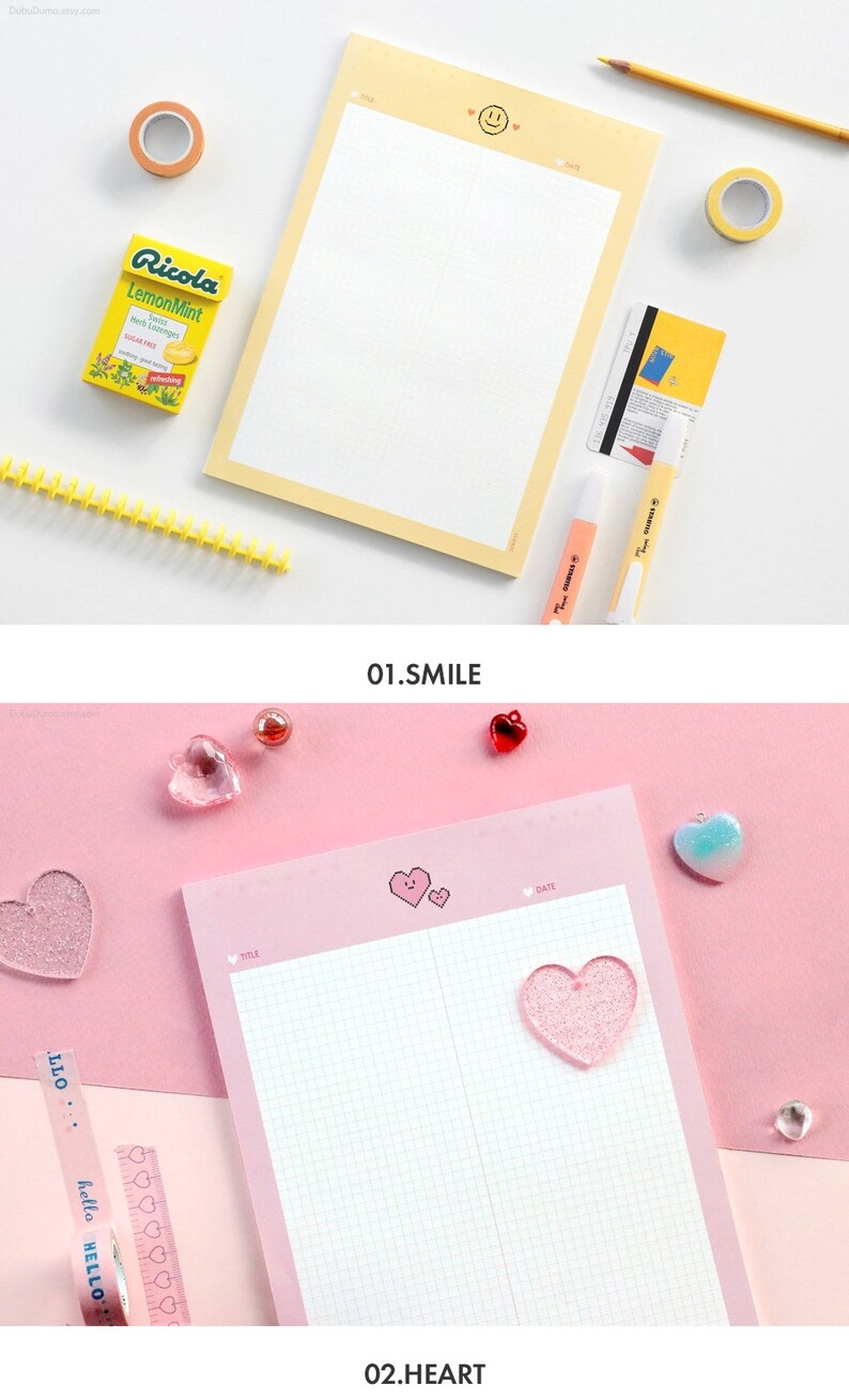 B5 Grid Notepads 6types / Simple Notepad / Big Memo Pad / - Etsy