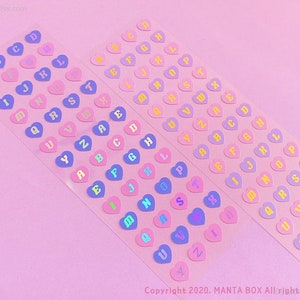 HEART Alphabet Aurora Sticker / Hologram Planner Stickers ...