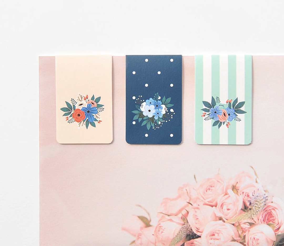 3 Bouquet Magnetic Bookmarks / Flower Planner Bookmark / Journal ...
