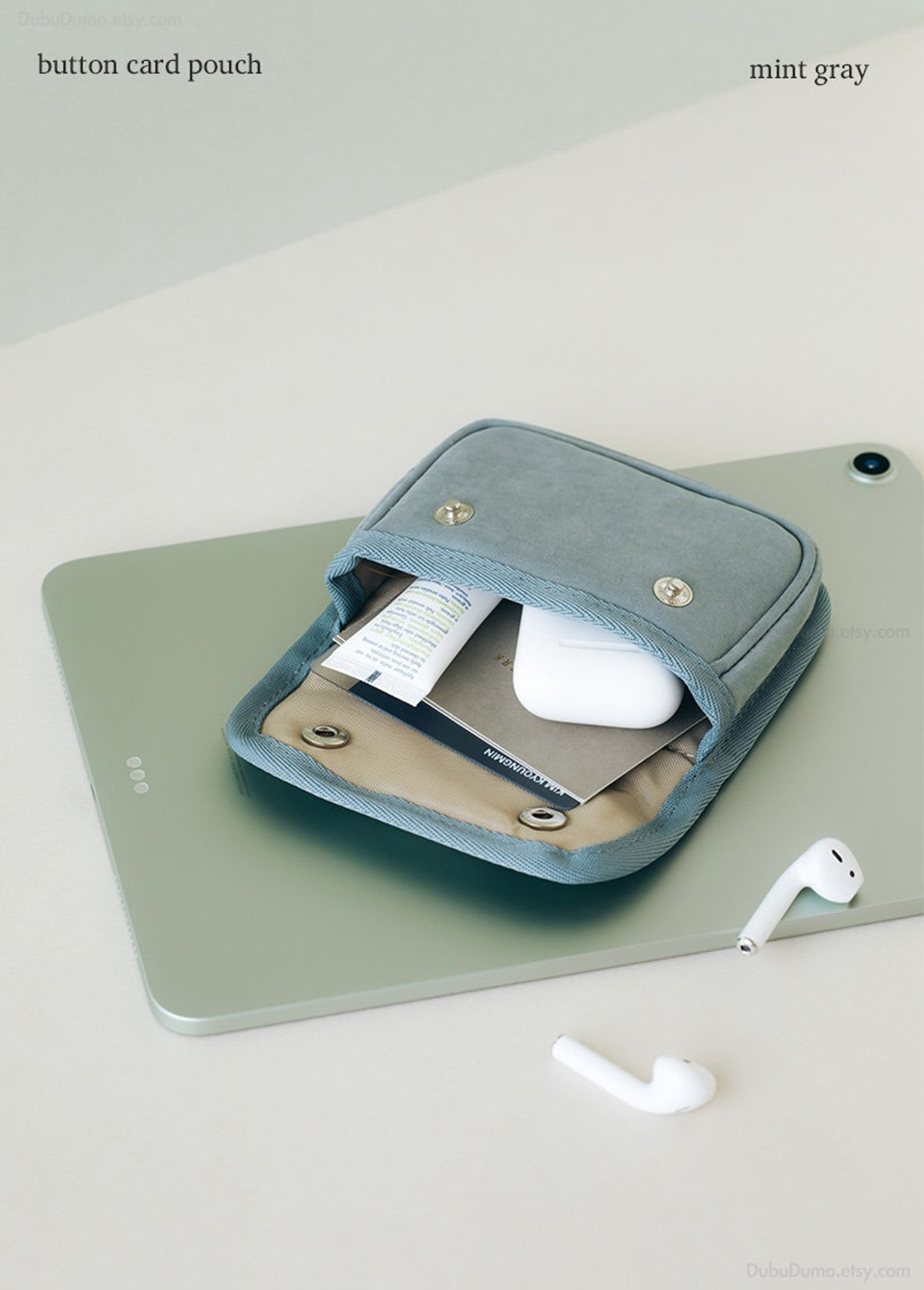 BUTTON Card Pouch 5colors/ Card Case / Wallet / Coin Purse / | Etsy