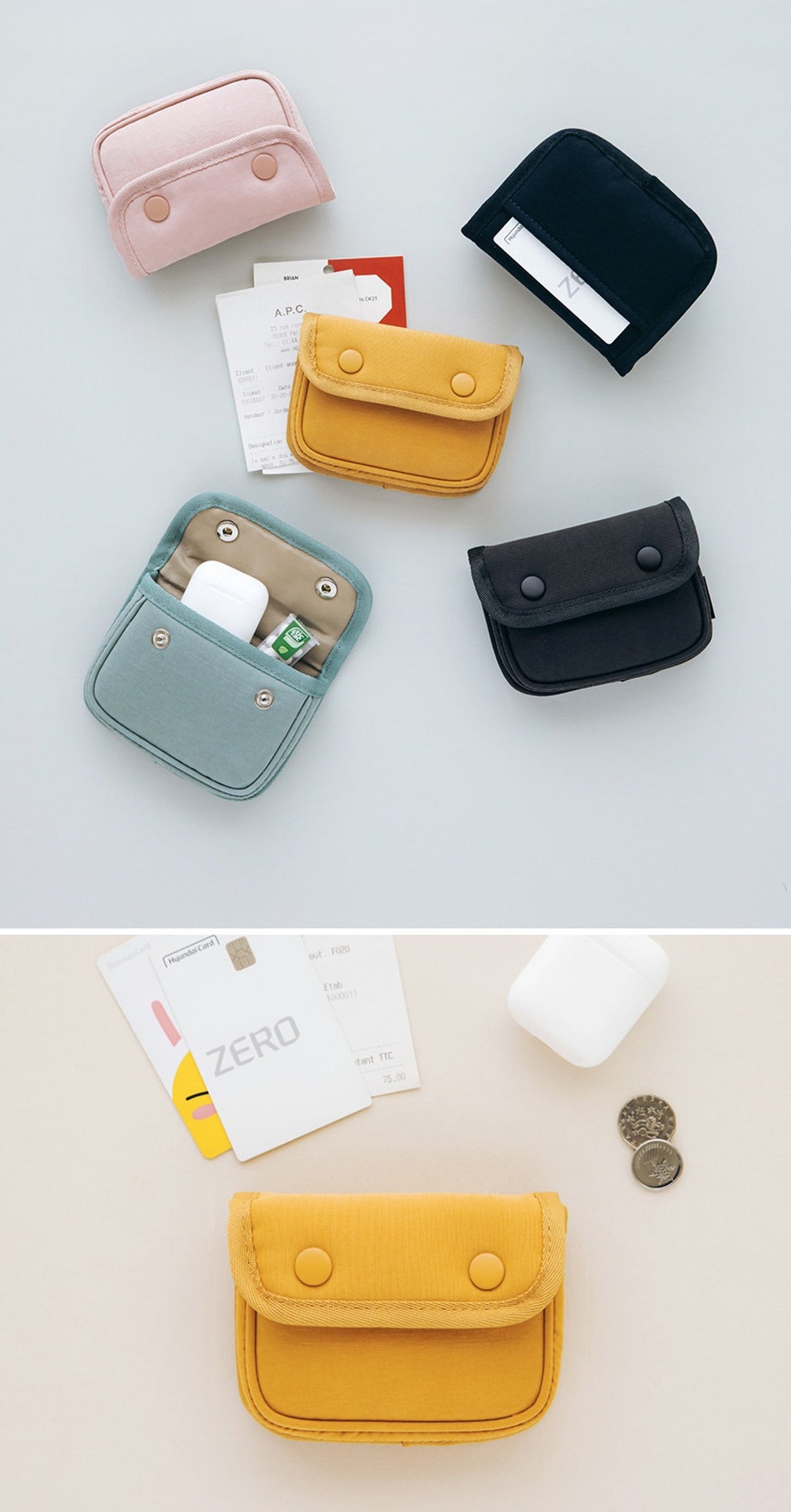 BUTTON Card Pouch 5colors/ Card Case / Wallet / Coin Purse / Trip ...