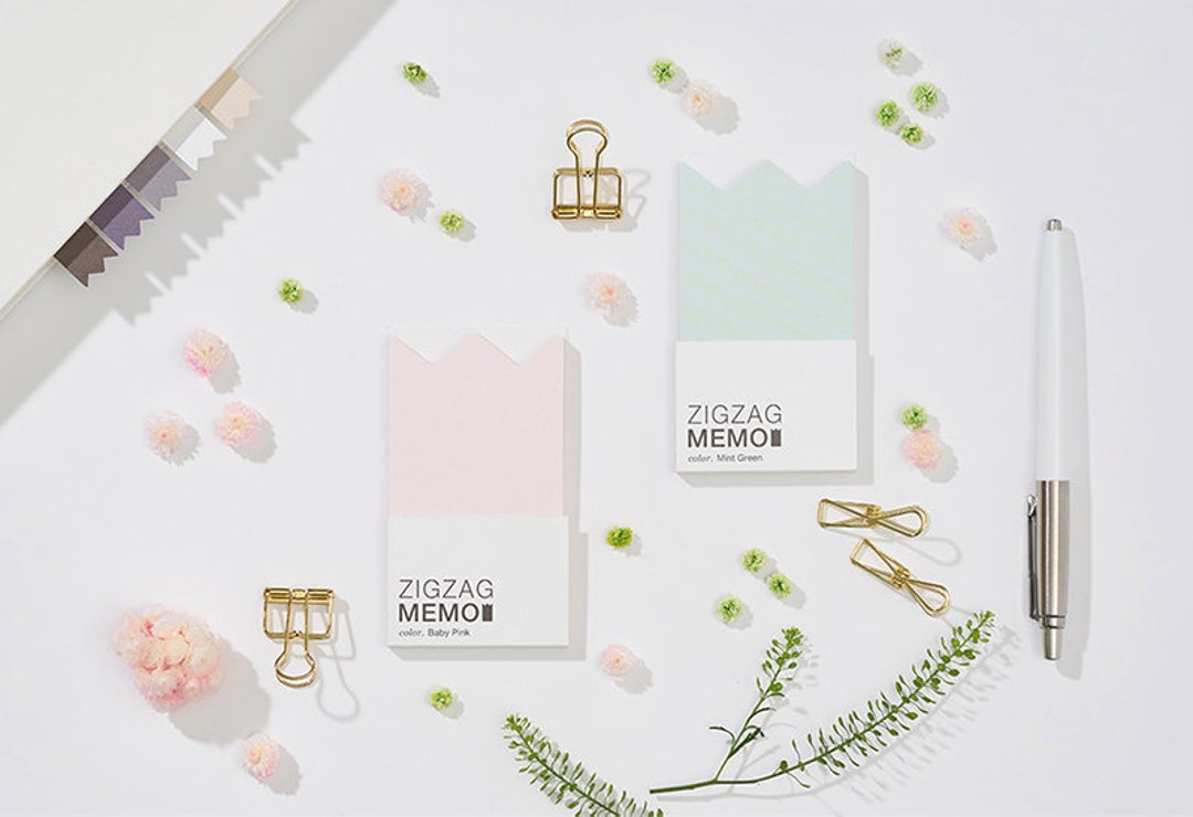 Zigzag Tag Sticky Note pink/mint / Notepads / Personalized Notepad ...