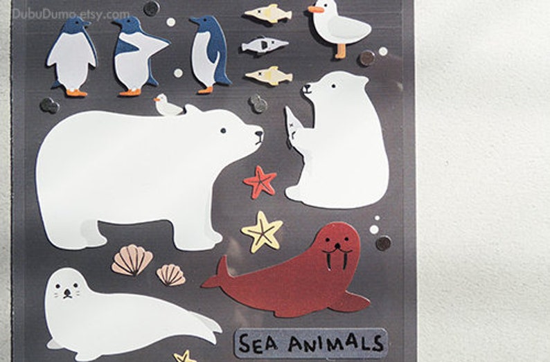 Planner Stickers sea Animals / Cute Journal Stickers / - Etsy