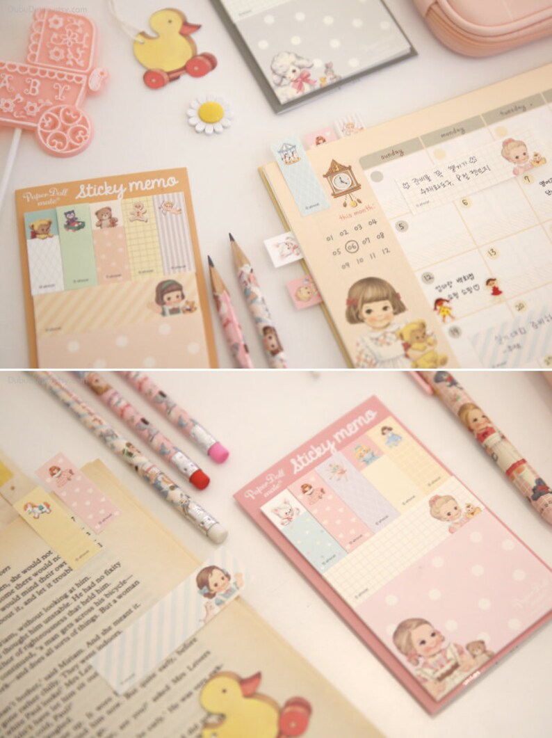 Paper Doll Mate Sticky Notes / Colorful Notepad / Memo Pad / - Etsy
