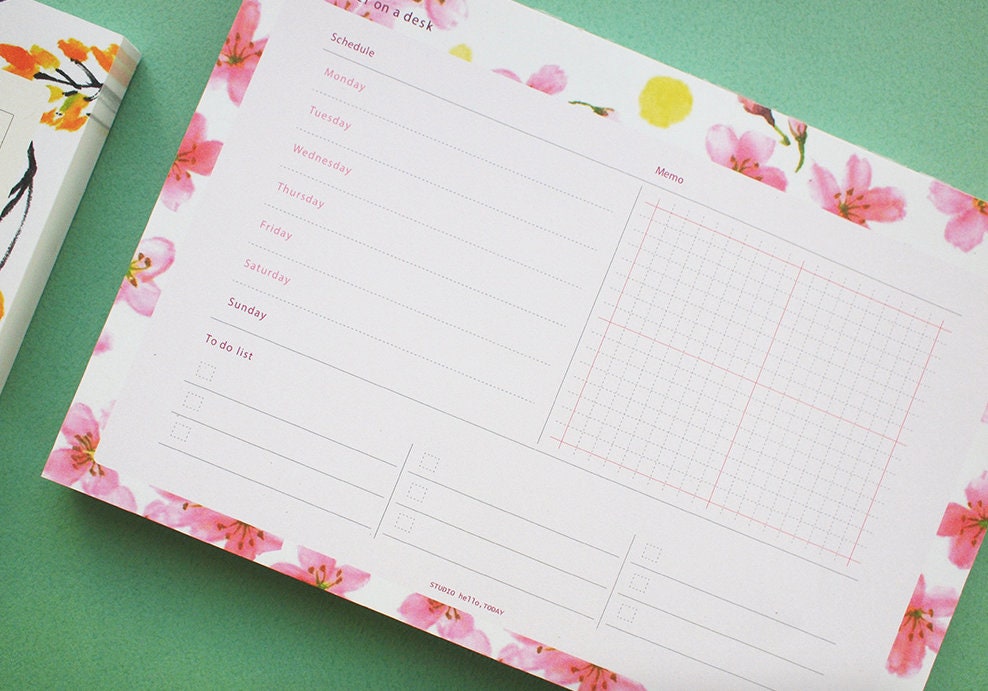 Floral Weekly Planner Notepad / Memo Pad / Planner / Bullet | Etsy