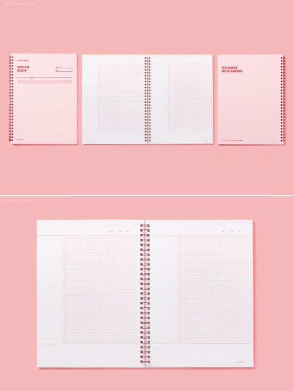 Spring Notebook L rose Quartz / Lined Notebook Grid | Etsy