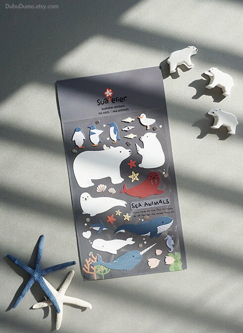 Planner Stickers Sea Animals / Cute Journal Stickers / | Etsy