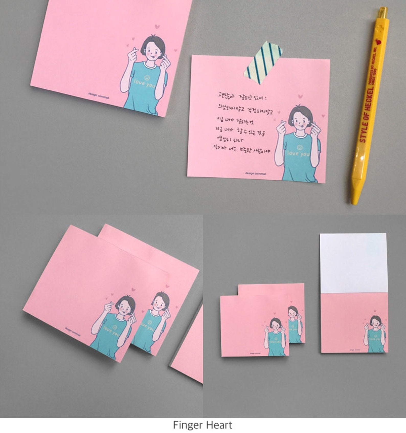 Colorful Notepad / Girls Notepads / Finger Heart / Memo Pad / - Etsy