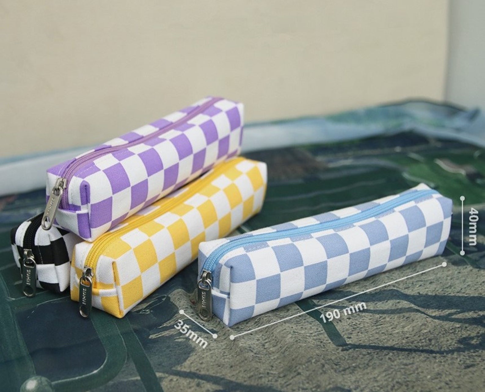 Checkerboard Pencil Case 4colors / Pen Case / Pencil Pouch / - Etsy