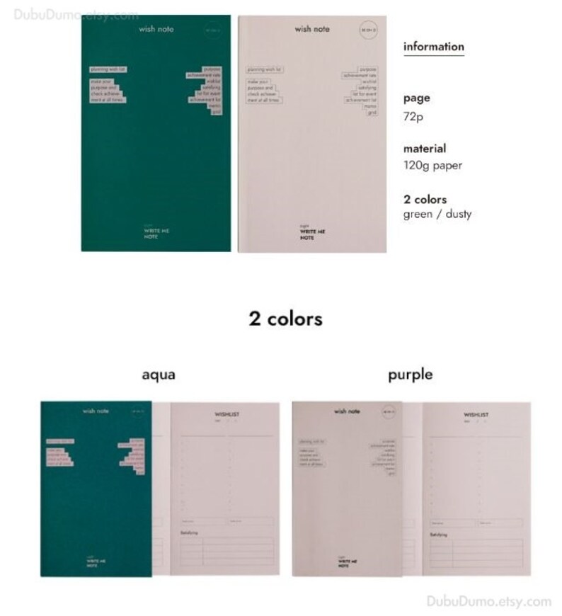 Wish Notebook 2colors / Wishlist Event Achievement - Etsy