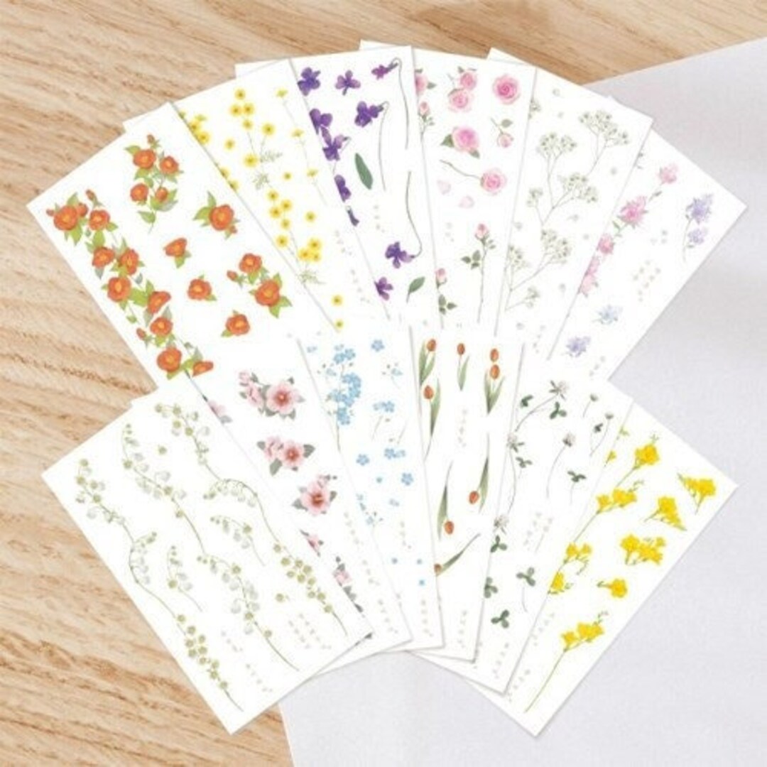Flower Deco Stickers 12 Types / Point Stickers, Diary Stickers, Journal ...