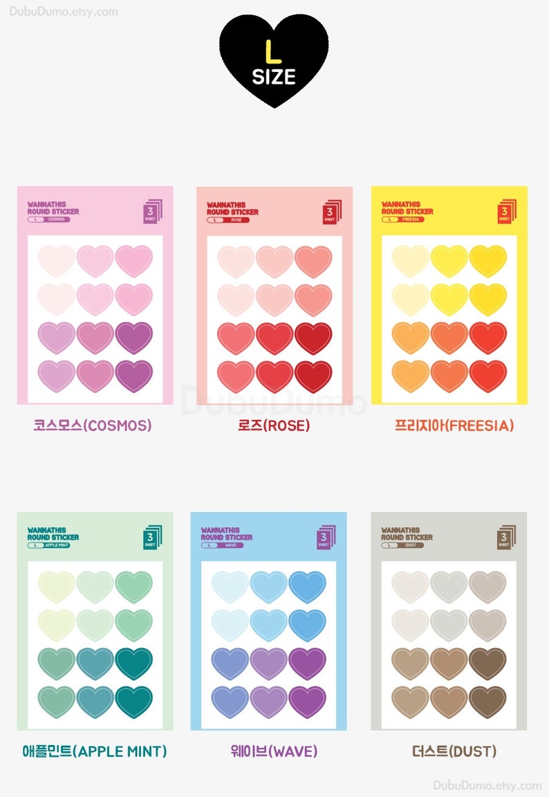 Planner Heart Stickers 6types / Heart Sticker / Diary | Etsy