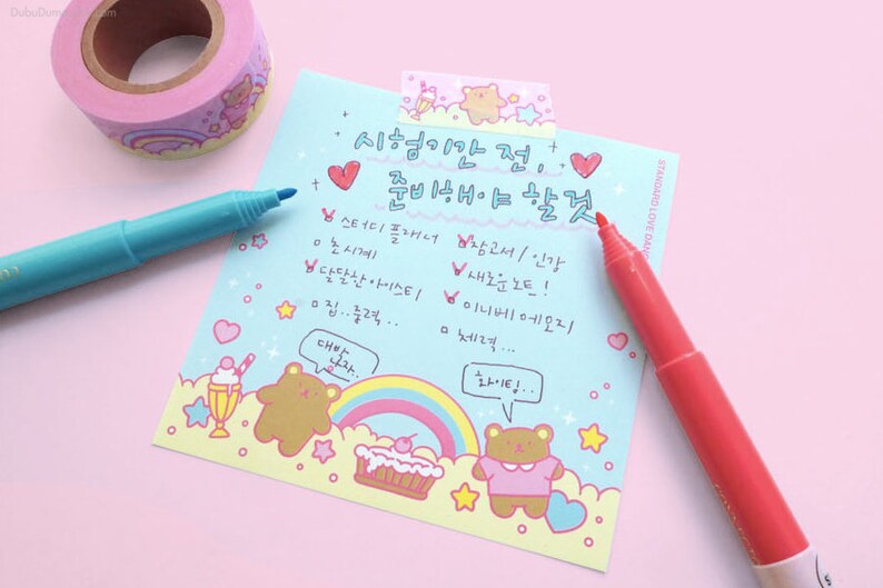 Rainbow & Bear Notepad / Colorful Notepads / Sky-blue Notepad - Etsy