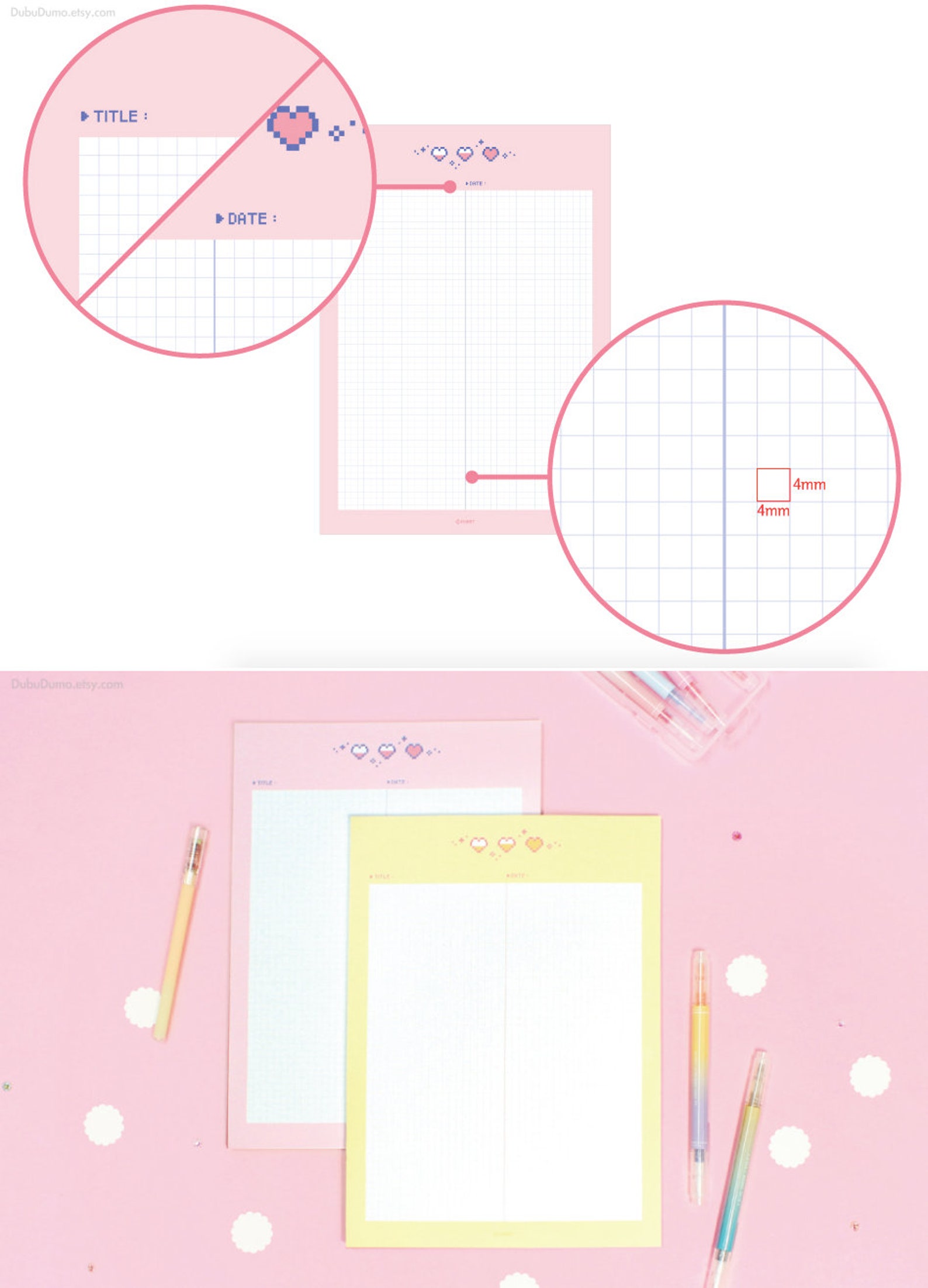 B5 Grid Notepads 8types / Simple Notepad / Big Memo Pad / | Etsy