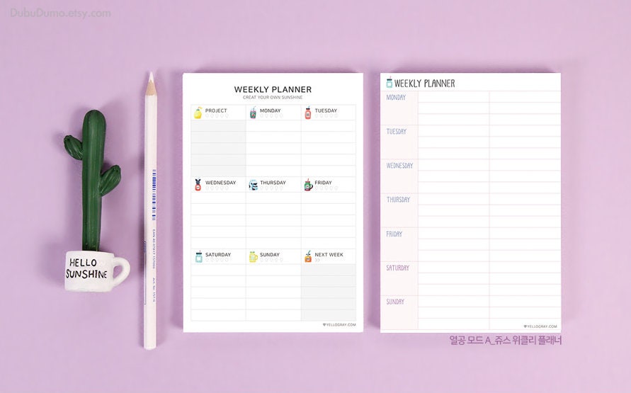 Weekly Planner Notepad / Weekly Plan Memo Pad / Notepads / | Etsy